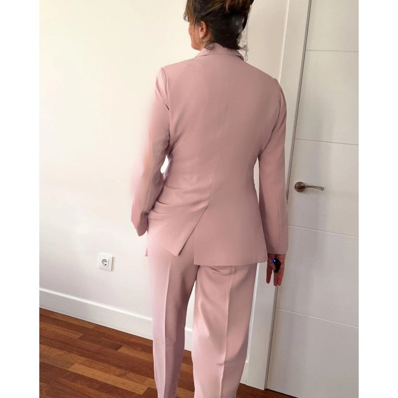 Elegant Pink Mother of the Bride Pants Suits With Belt Office Lady Ov